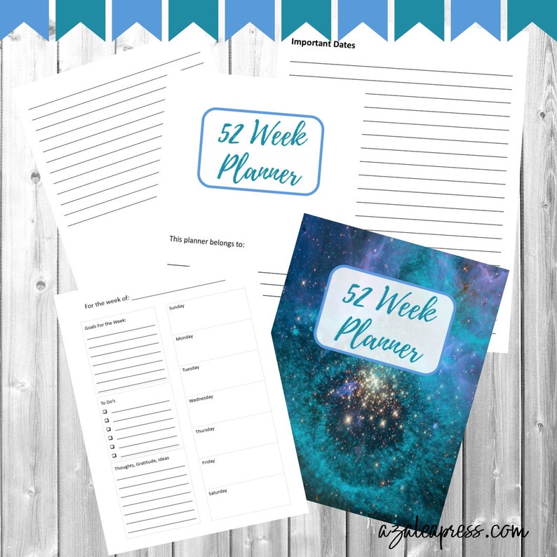 52 Week Planner Dateless Weekly Calendar Organizer Scheduling to Do ...