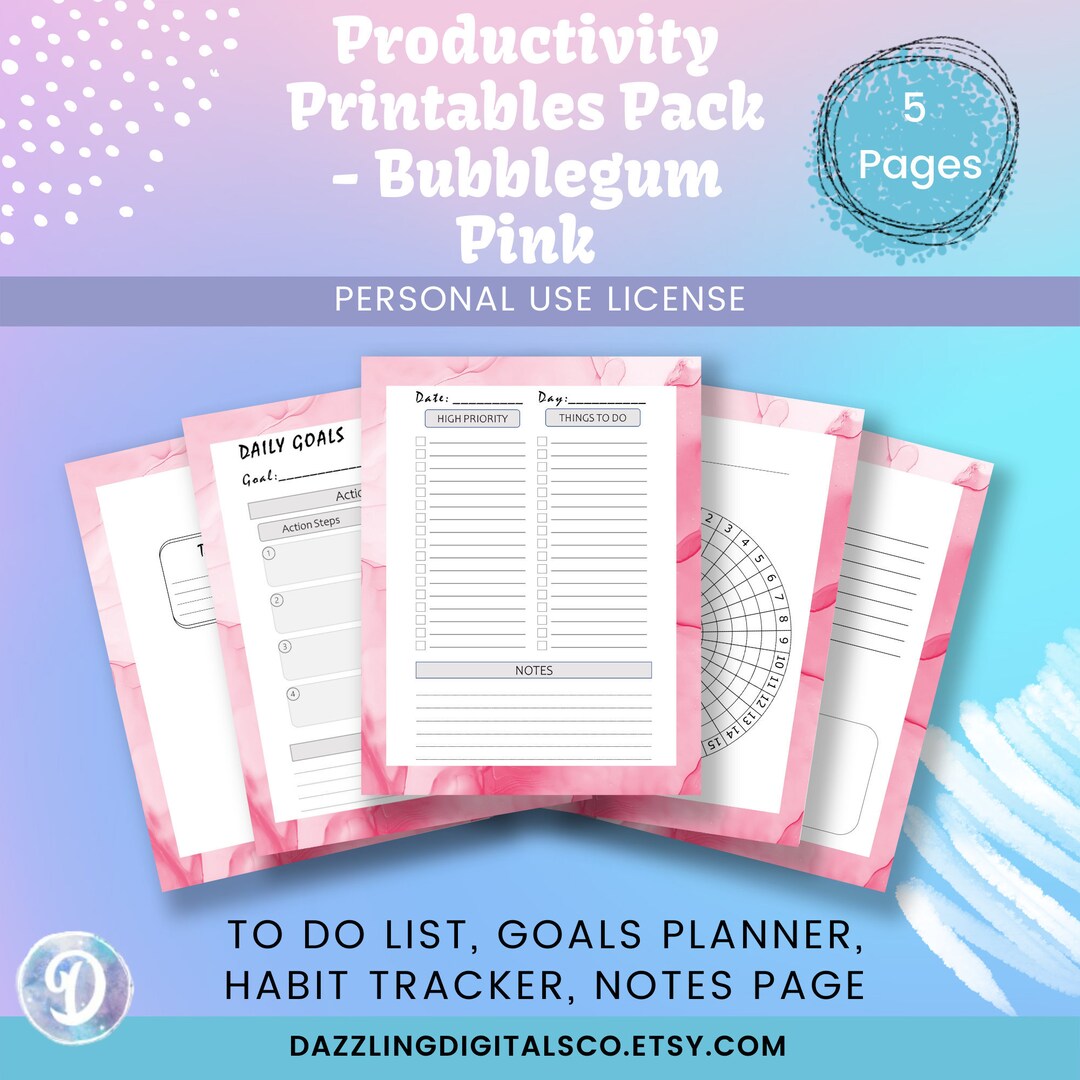 Productivity Planner Pack Undated Daily to Do Checklist Goals Monthly ...