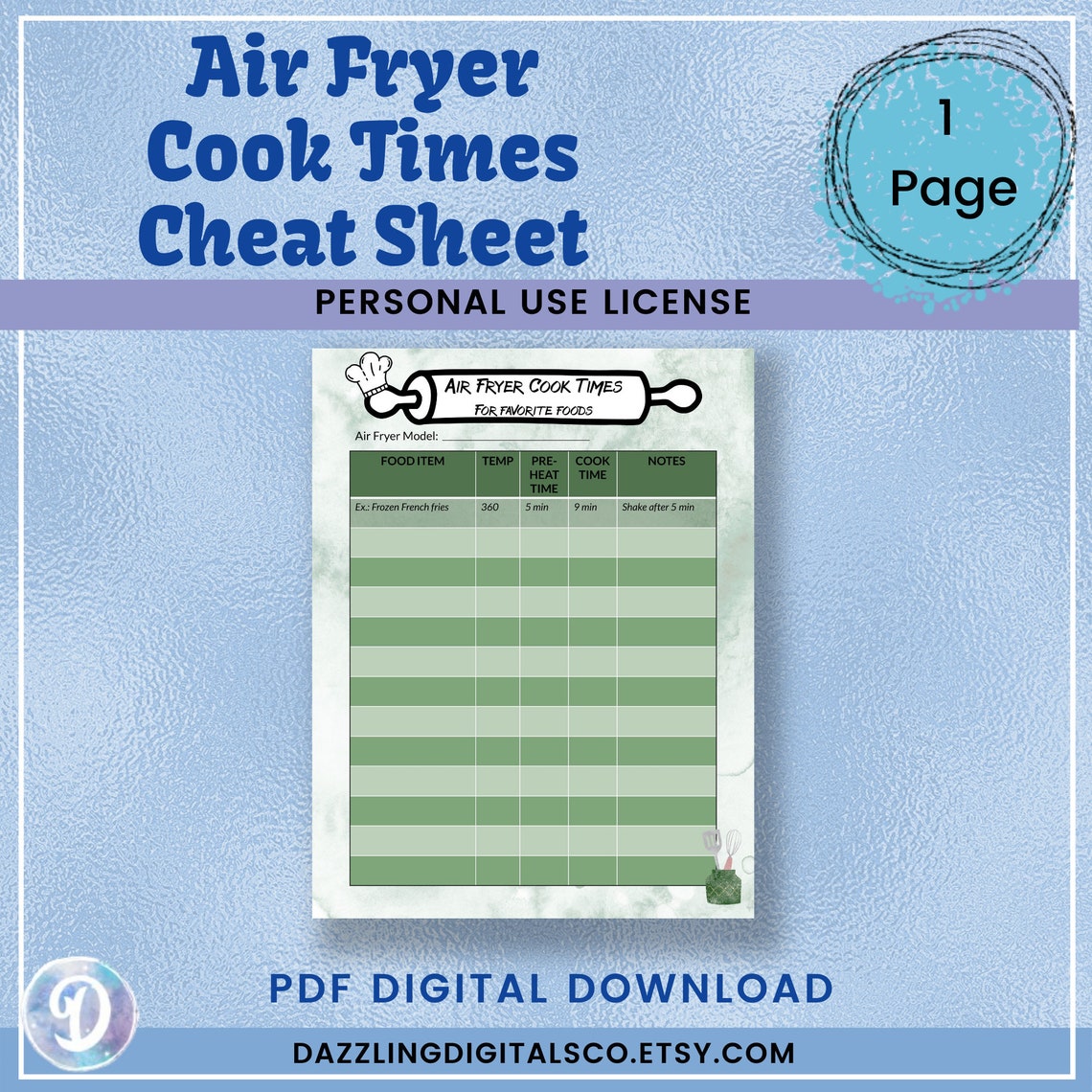 Air Fryer Cheat Sheet Cook Times Cheatsheet Cooking Favorite Foods ...