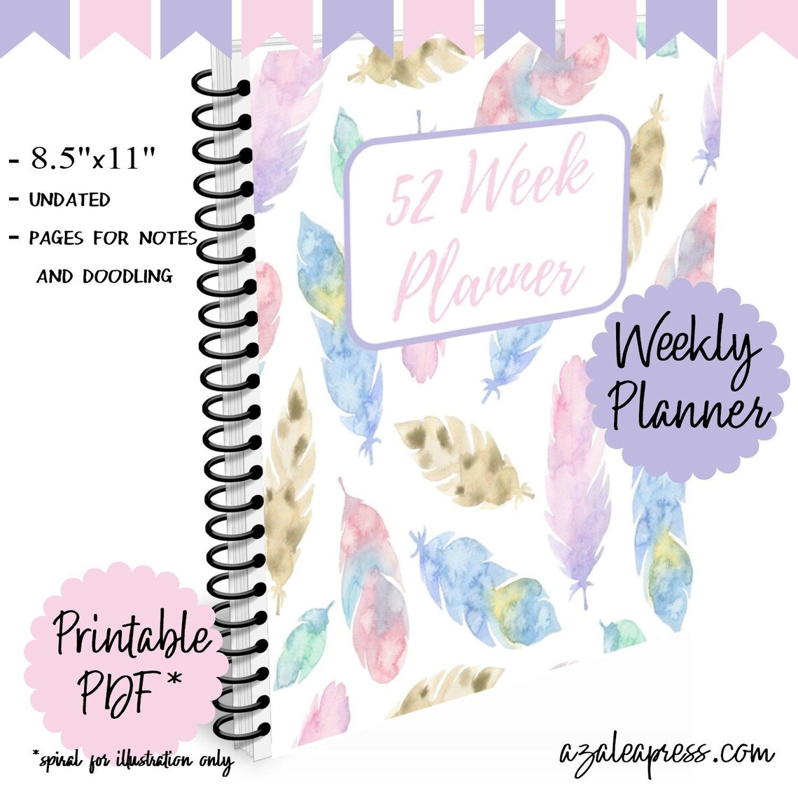 52 Week Planner Dateless Weekly Calendar Organizer Scheduling - Etsy