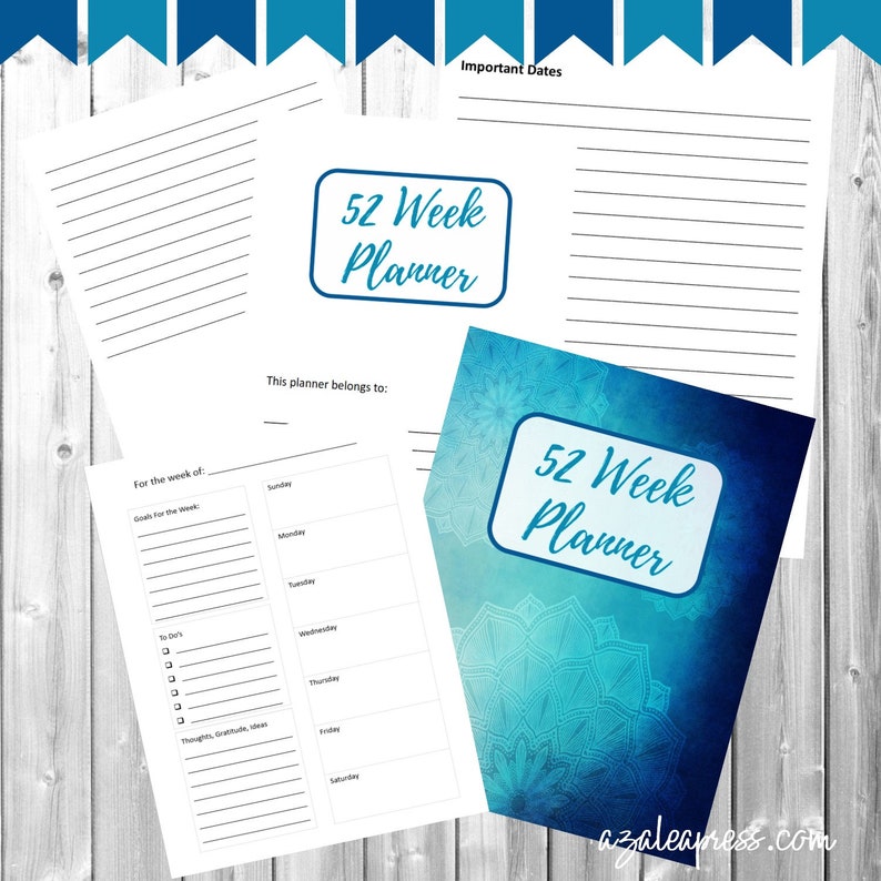 52 Week Planner Dateless Weekly Calendar Organizer Scheduling to Do ...