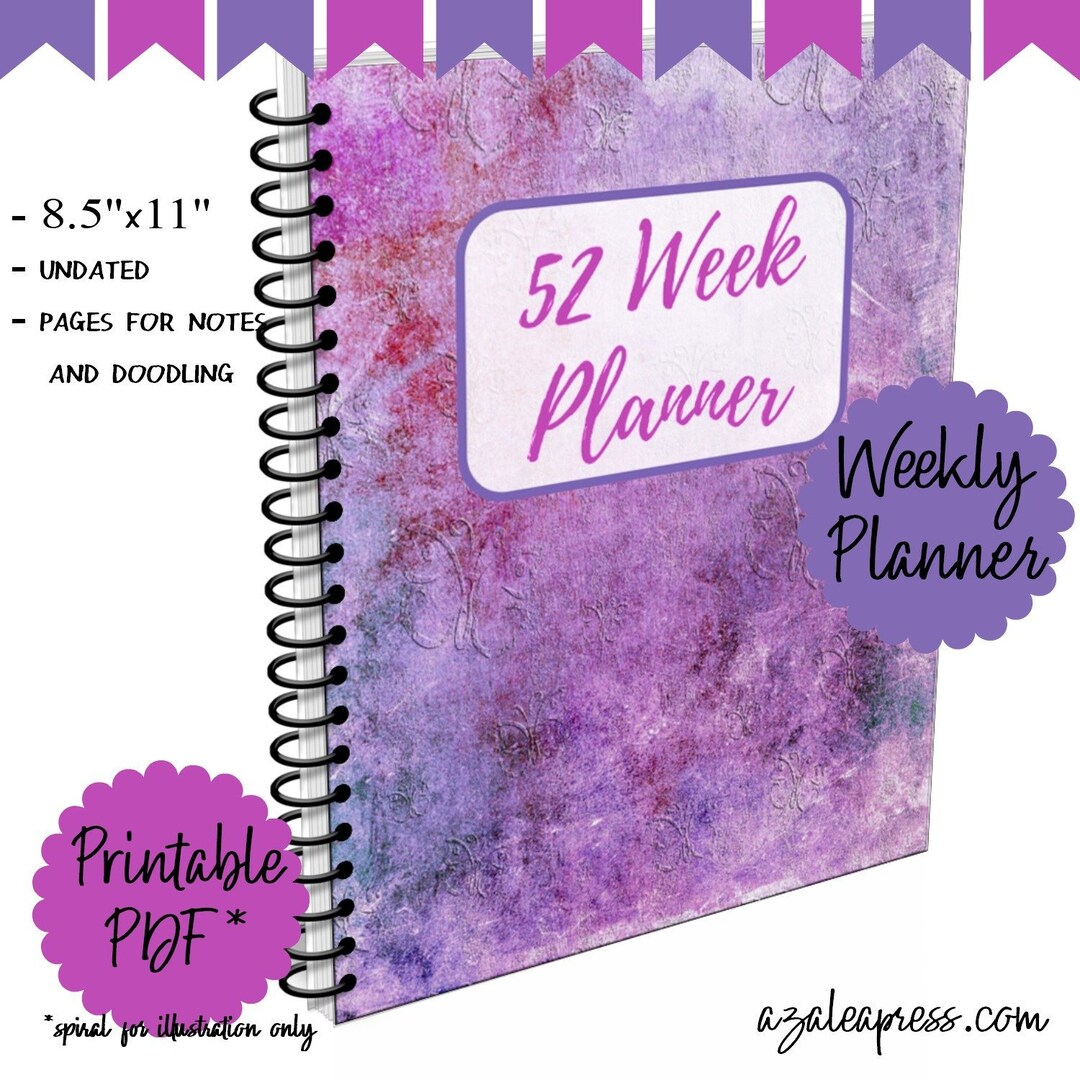 52 Week Planner Dateless Weekly Calendar Organizer Scheduling to Do ...