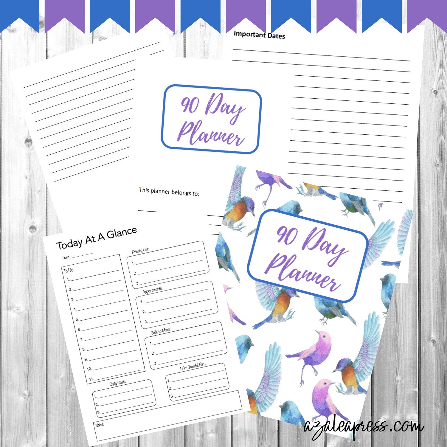 90 Day Planner Dateless Daily Calendar Organizer Scheduling to Do ...