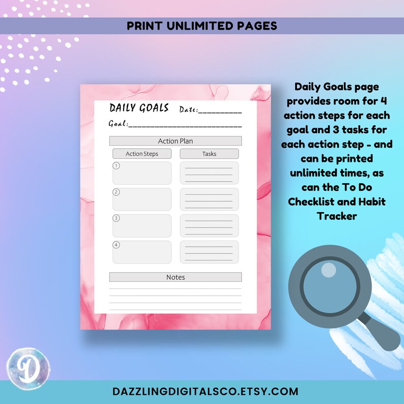 Productivity Planner Pack Undated Daily to Do Checklist Goals Monthly ...