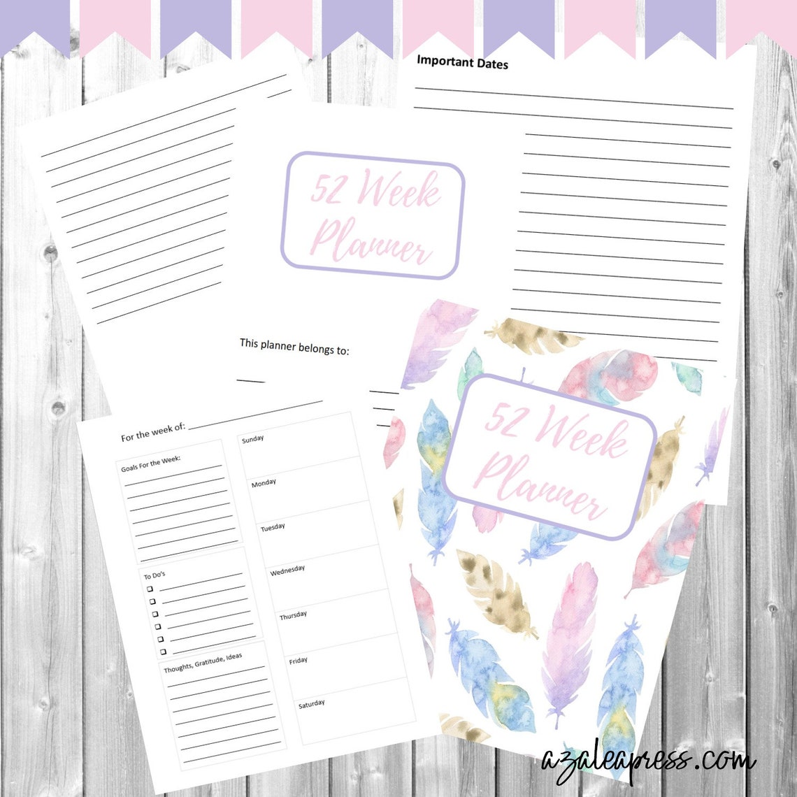 52 Week Planner Dateless Weekly Calendar Organizer Scheduling - Etsy