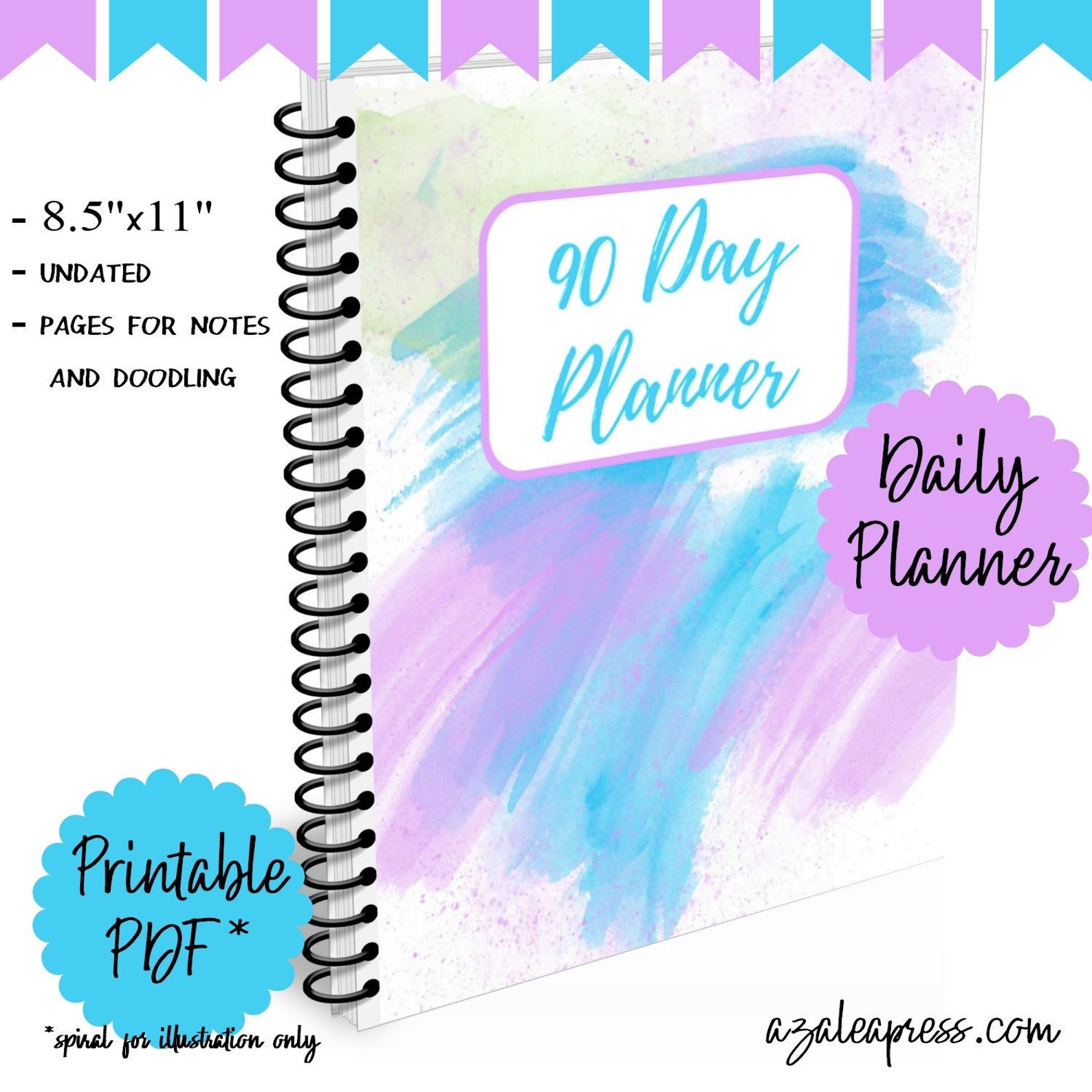 90 Day Planner Dateless Daily Calendar Organizer Scheduling to - Etsy