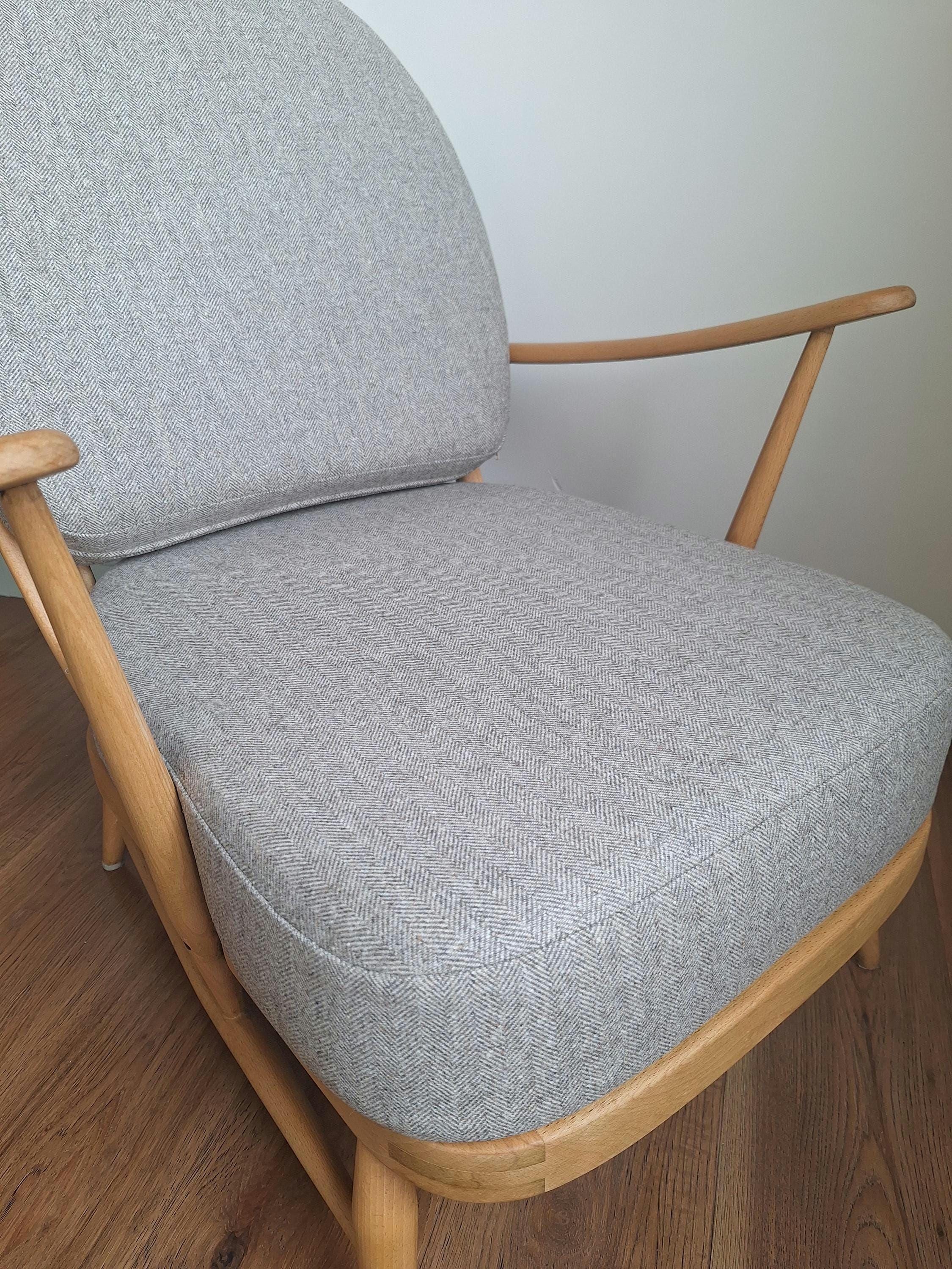 100% Wool ERCOL 203 Easy Chair Herringbone Cushions and Covers in ...