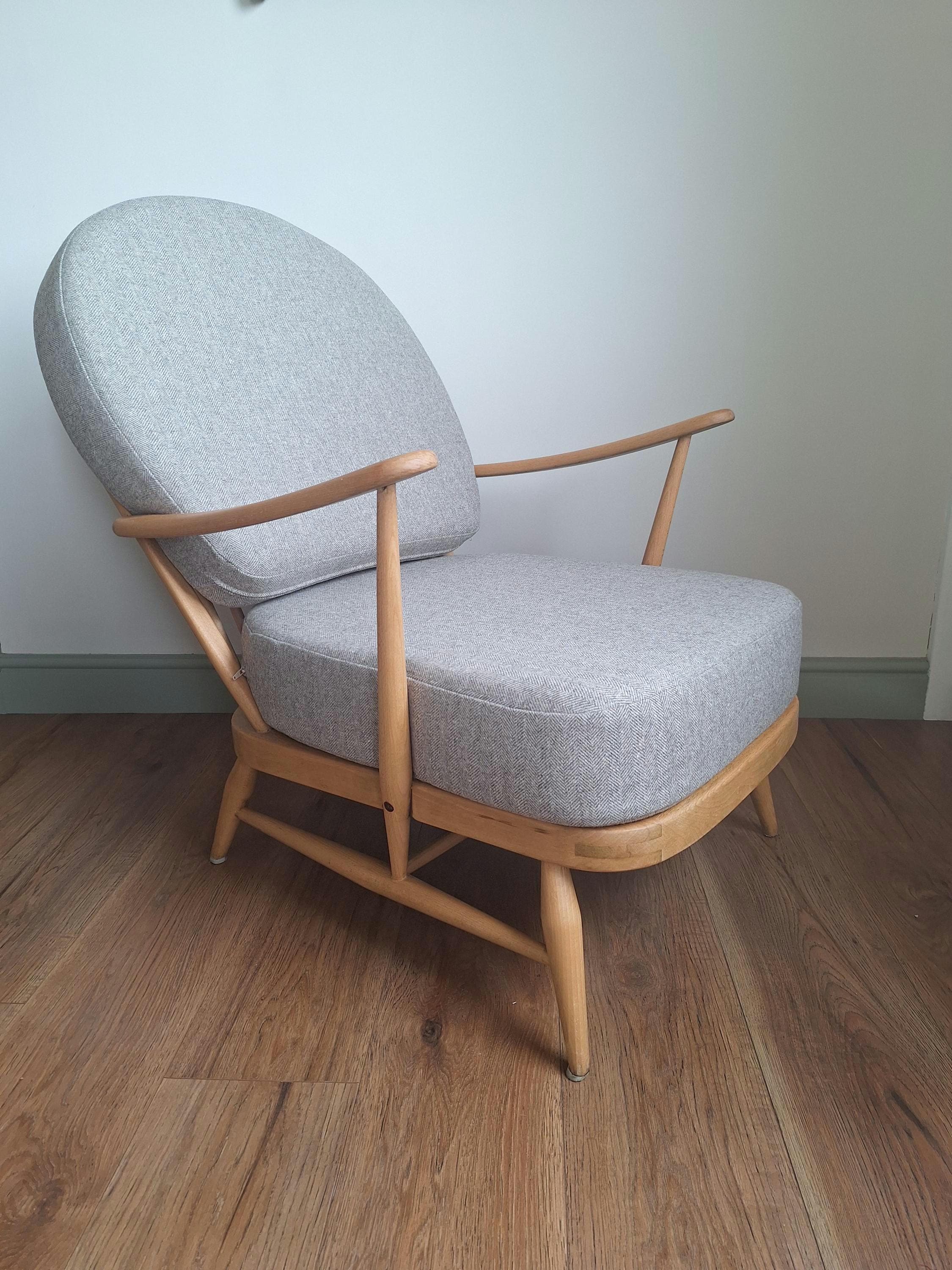 100% Wool ERCOL 203 Easy Chair Herringbone Cushions and Covers in ...