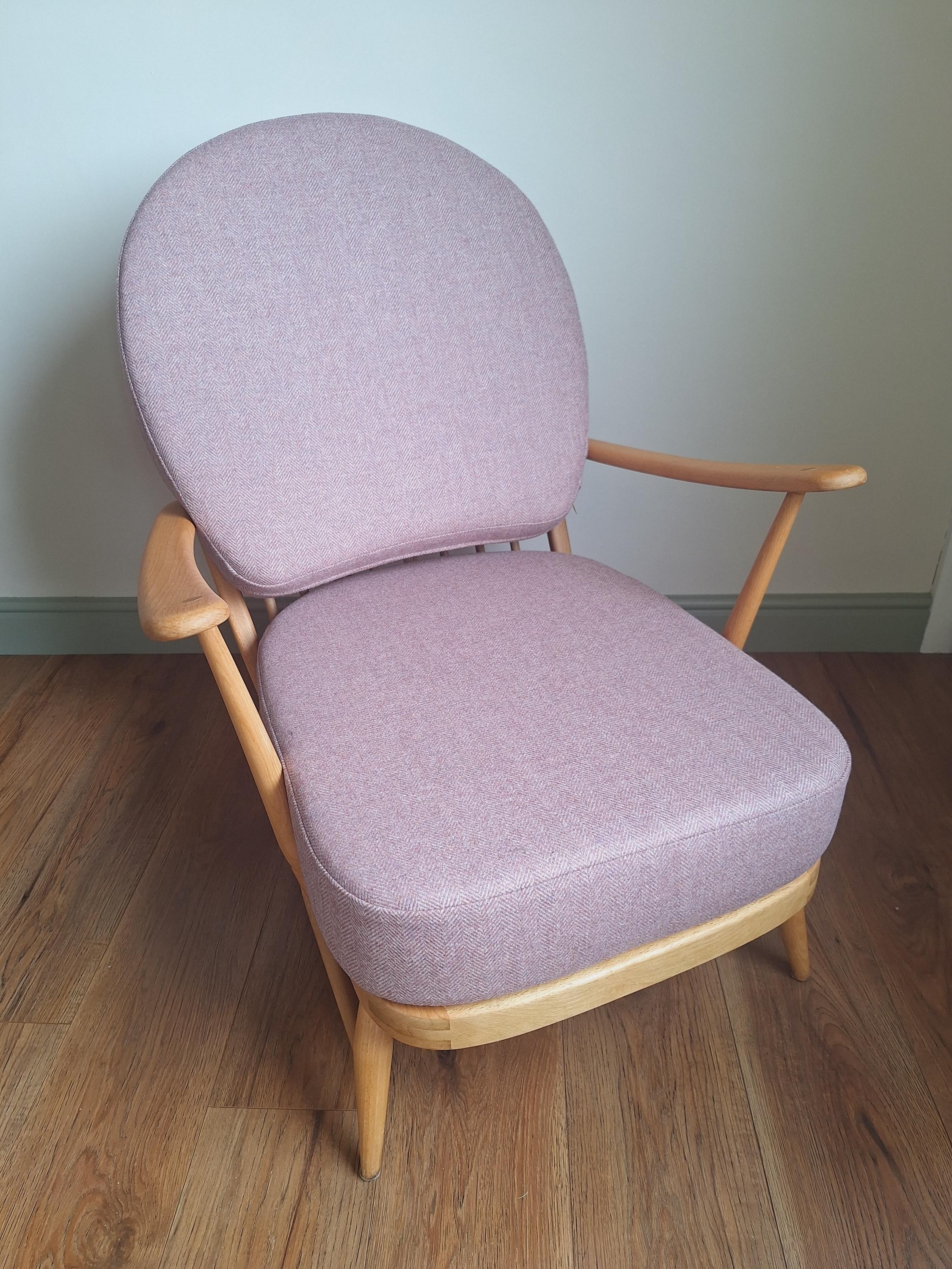 100% Wool ERCOL 203 Easy Chair Herringbone Cushions and Covers in ...