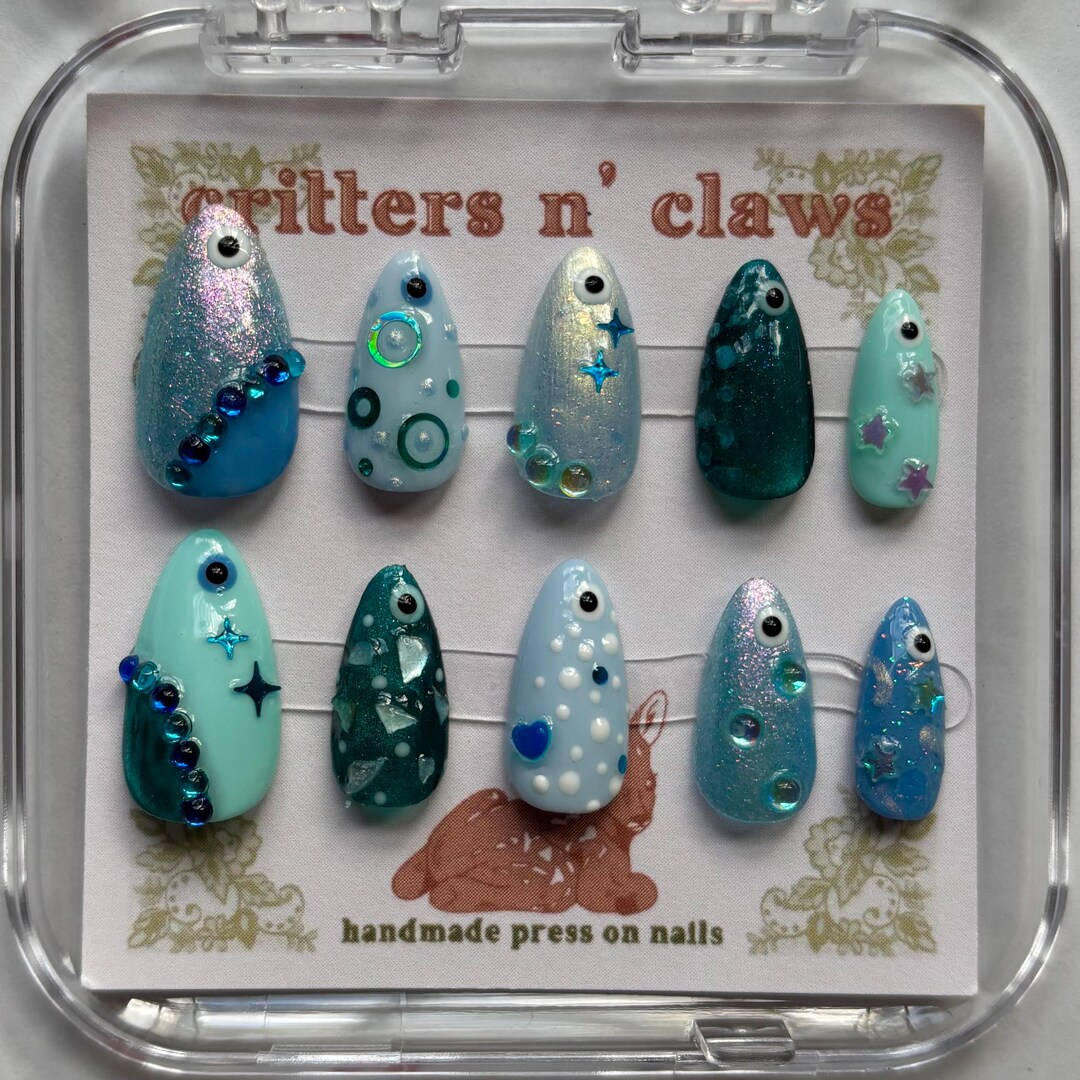 Blue Fishing Lures Press-on Nails | Fish Nails | Weird Nails | Kitsch ...