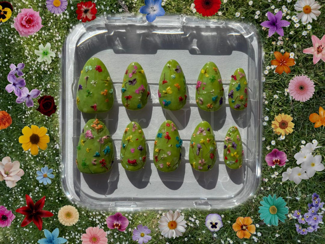 Flower Fields Press-on Nails | Spring | Nature | Plants | Dried Flowers ...