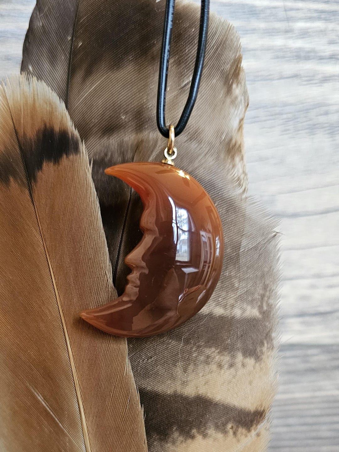 Lake Superior Agate Moon Pendant Necklace by Mother Earth Agates - Etsy