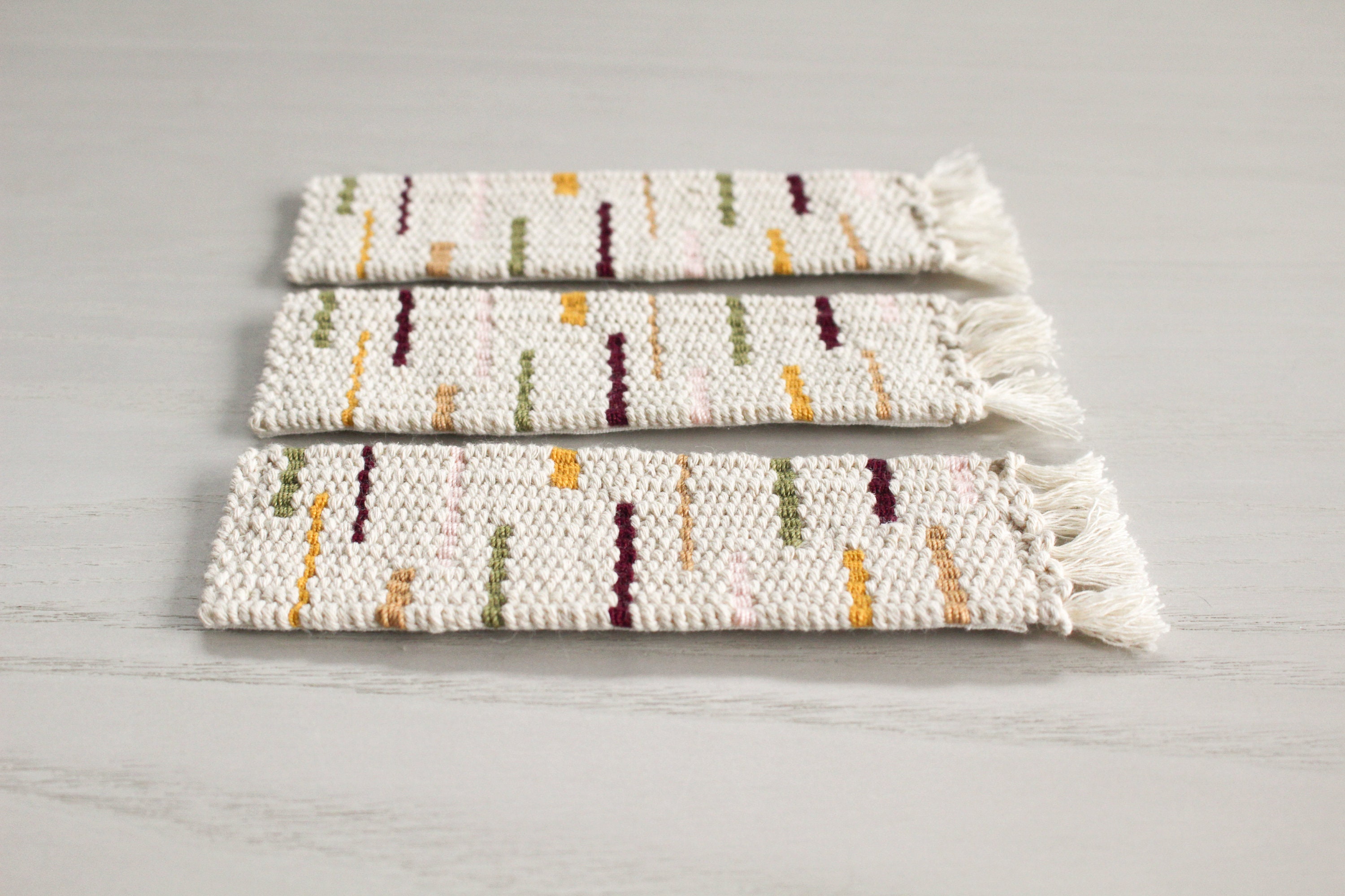 Hand Woven Bookmark Olive Green Deep Burgundy/purple | Etsy