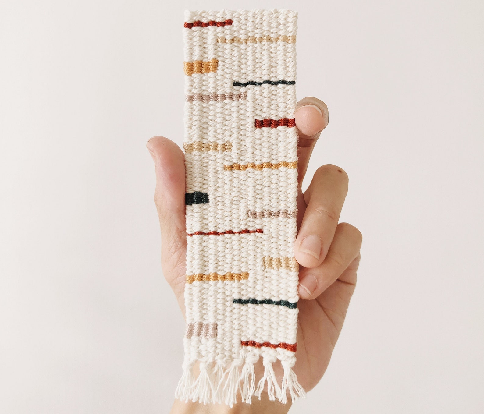 Handwoven Bookmark Rust Mauve Blue-green Gold Beige | Etsy