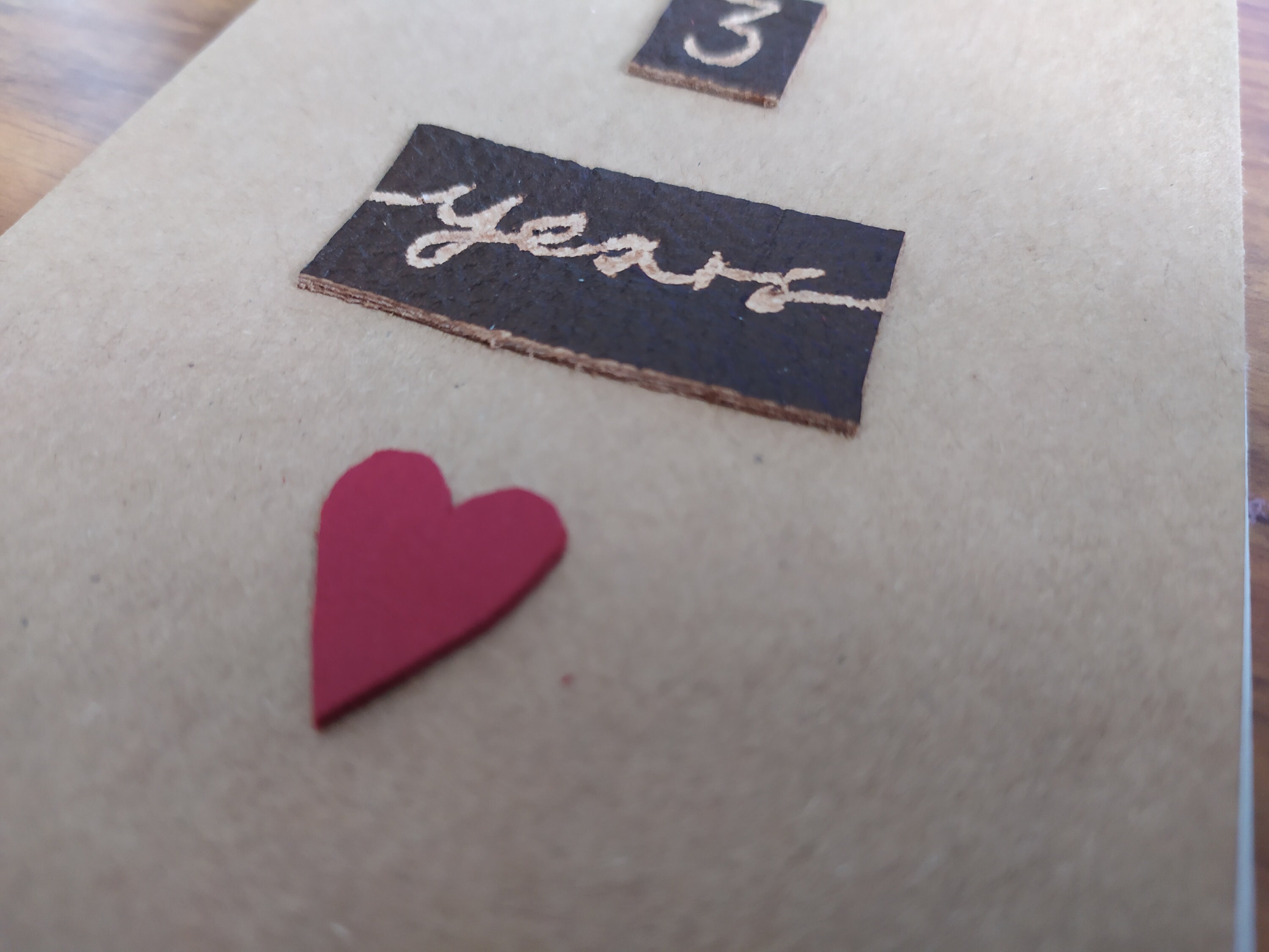 Handmade 3 Years Anniversary Card, Third Year Leather Anniversary Card ...