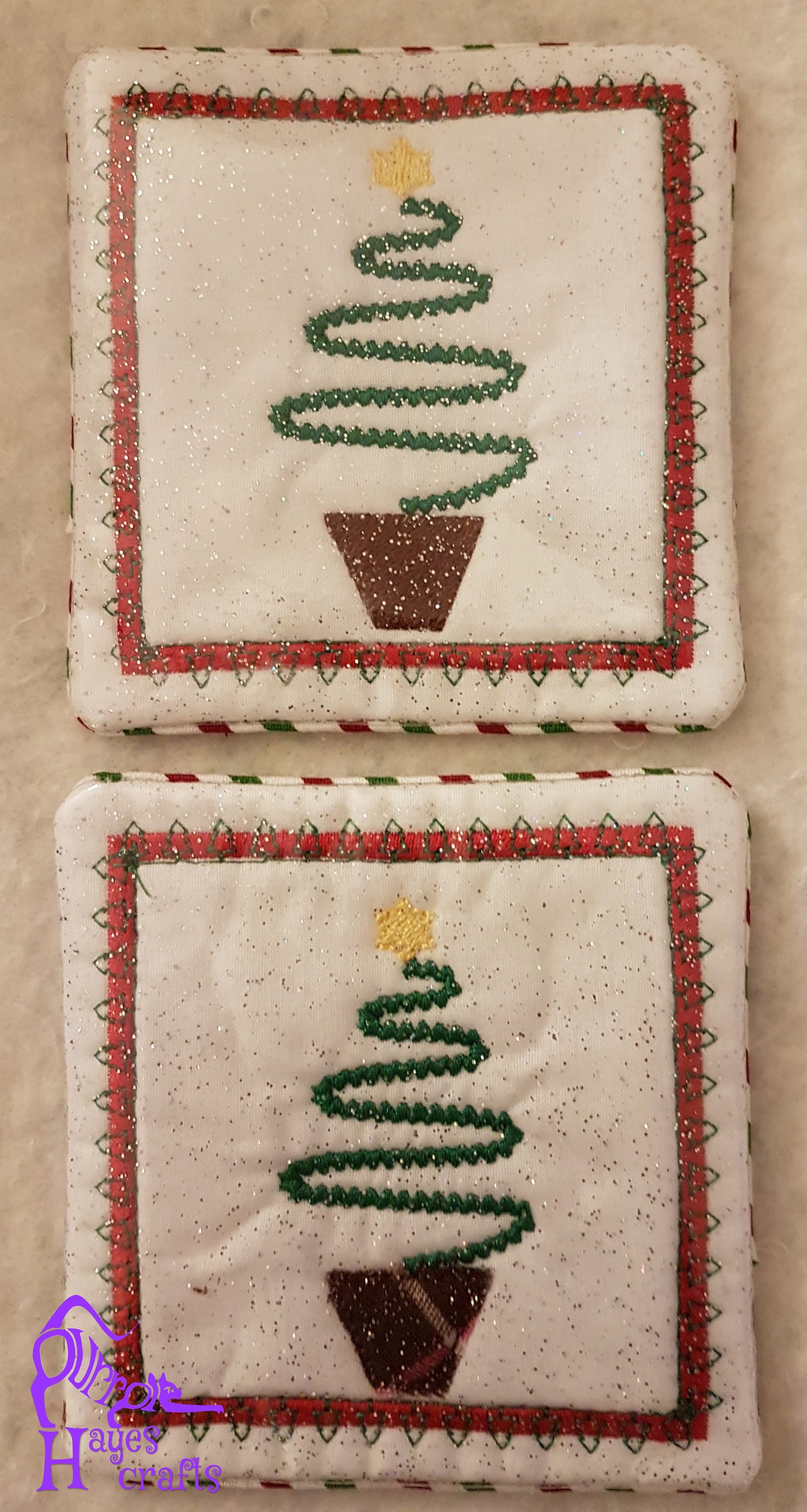 Set of 8 Christmas Tree Coaster Designs Machine Embroidery | Etsy