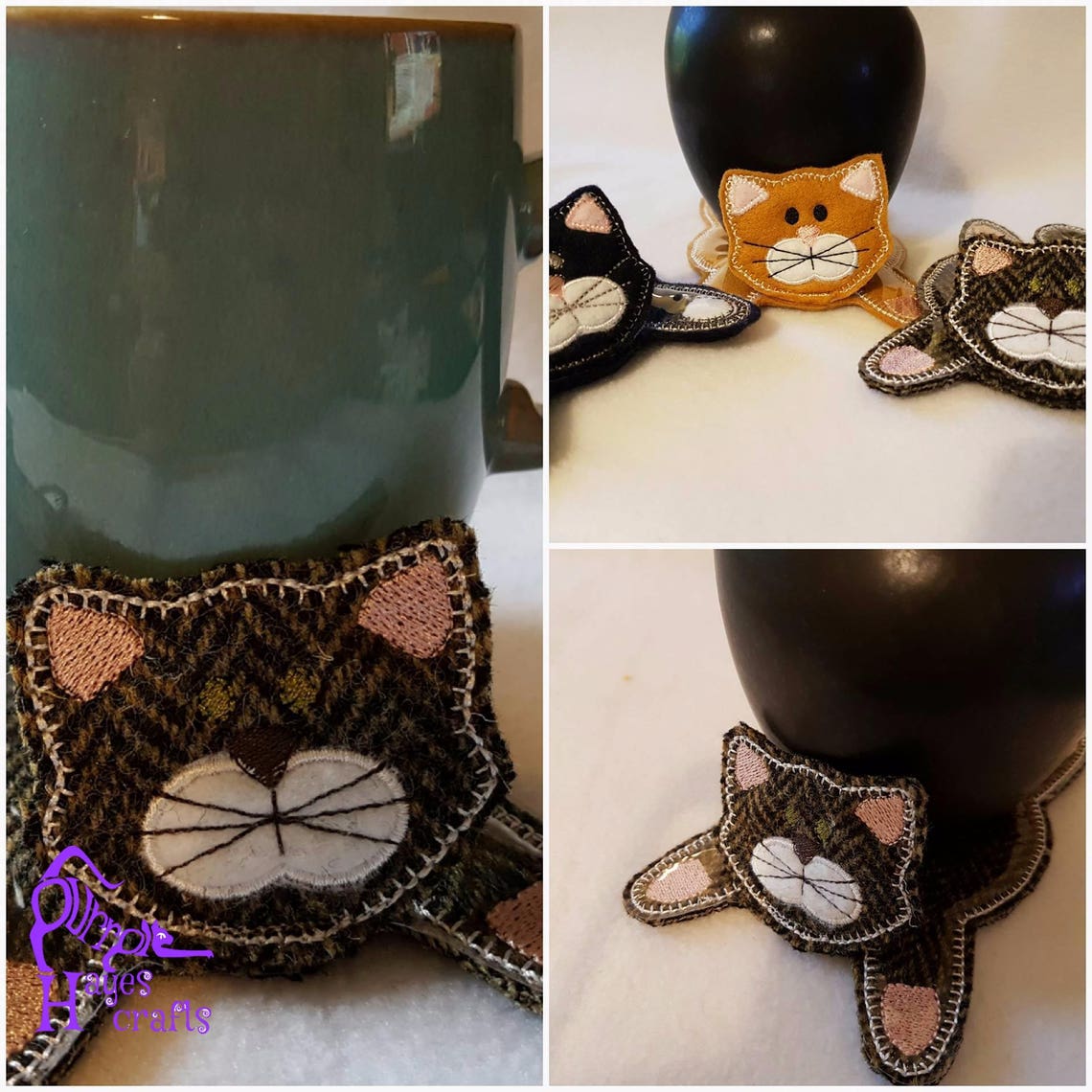 ITH Cat Coaster/mug Rug Machine Embroidery Design - Etsy