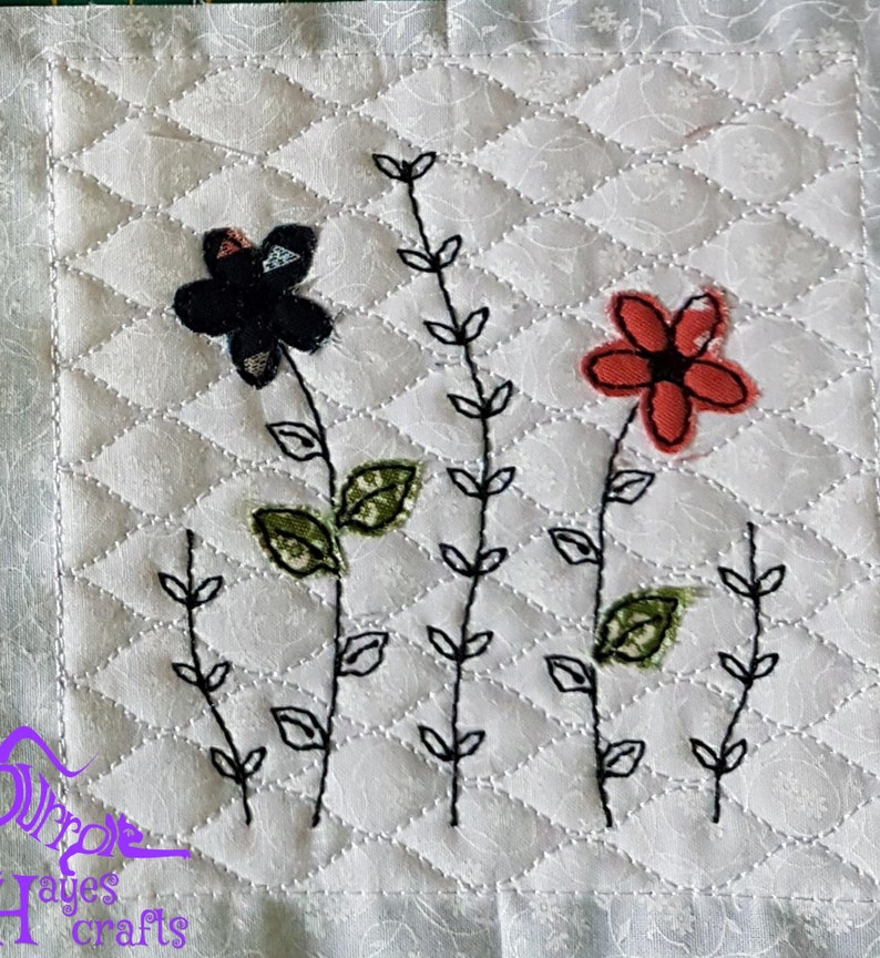 ITH Flowers quilt blocks machine embroidery design 4x4 5x5 | Etsy