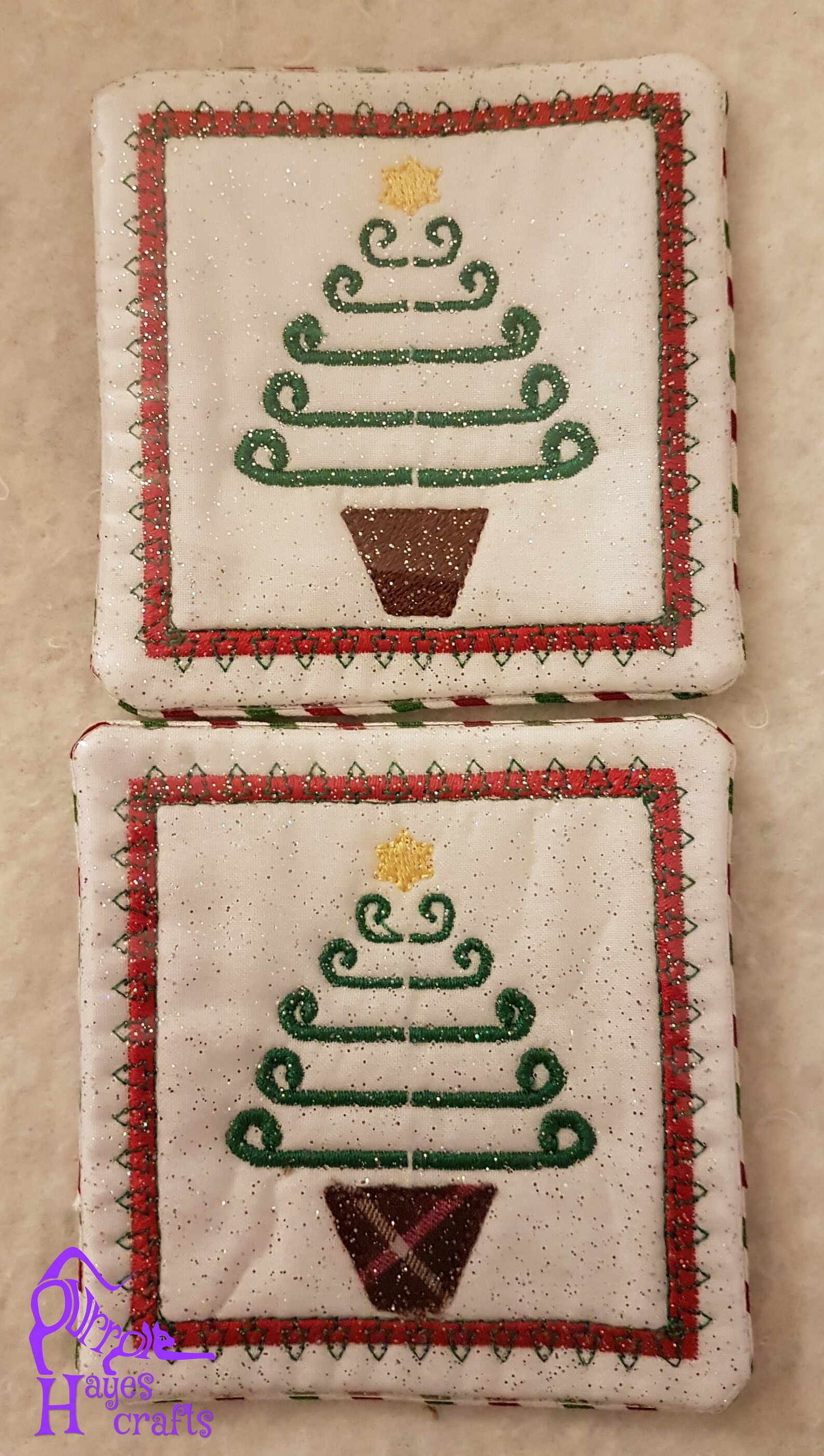 Set of 8 Christmas Tree Coaster Designs Machine Embroidery | Etsy