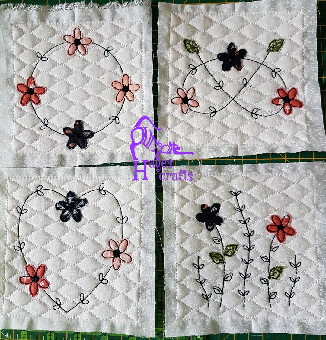 ITH Flowers Quilt Blocks Machine Embroidery Design (4x4, 5x5, 6x6 & 8x8 ...