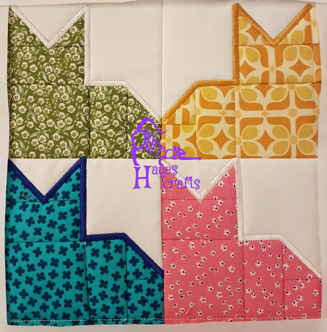 ITH Cat Quilt Block Machine Embroidery Design (4x4, 5x5, 6x6 & 8x8) - Etsy