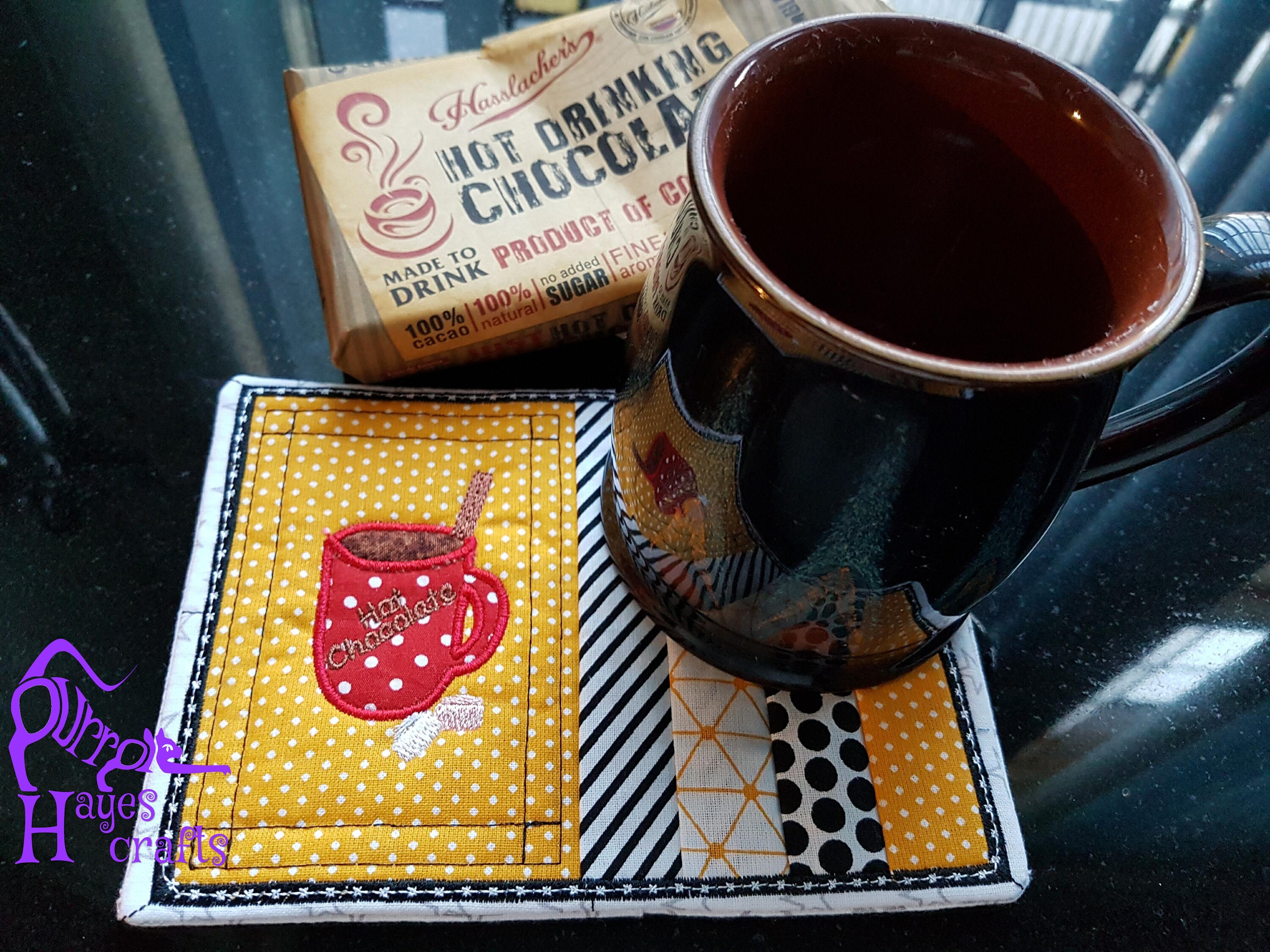 ITH Hot Chocolate coaster/Mug Rug machine embroidery design | Etsy