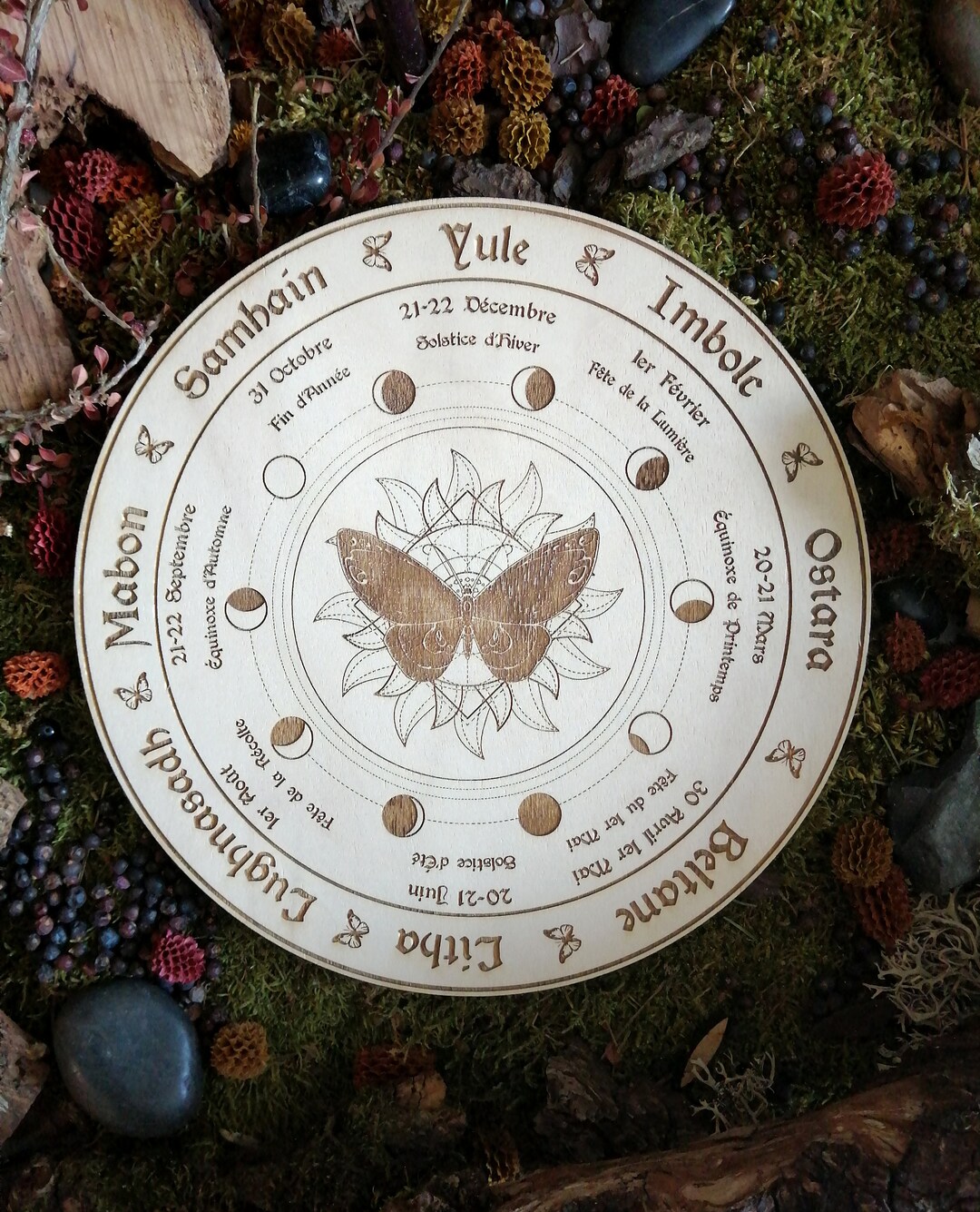 Wicca Moon Wheel Wicca and Sabbat, Esotericism, Butterfly, Wiccan - Etsy
