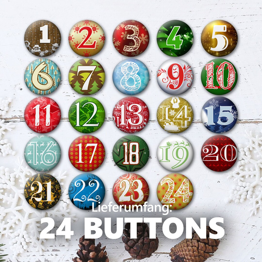 Christmas Calendar Number Pins for DIY Calendar Crafting Colorful ...