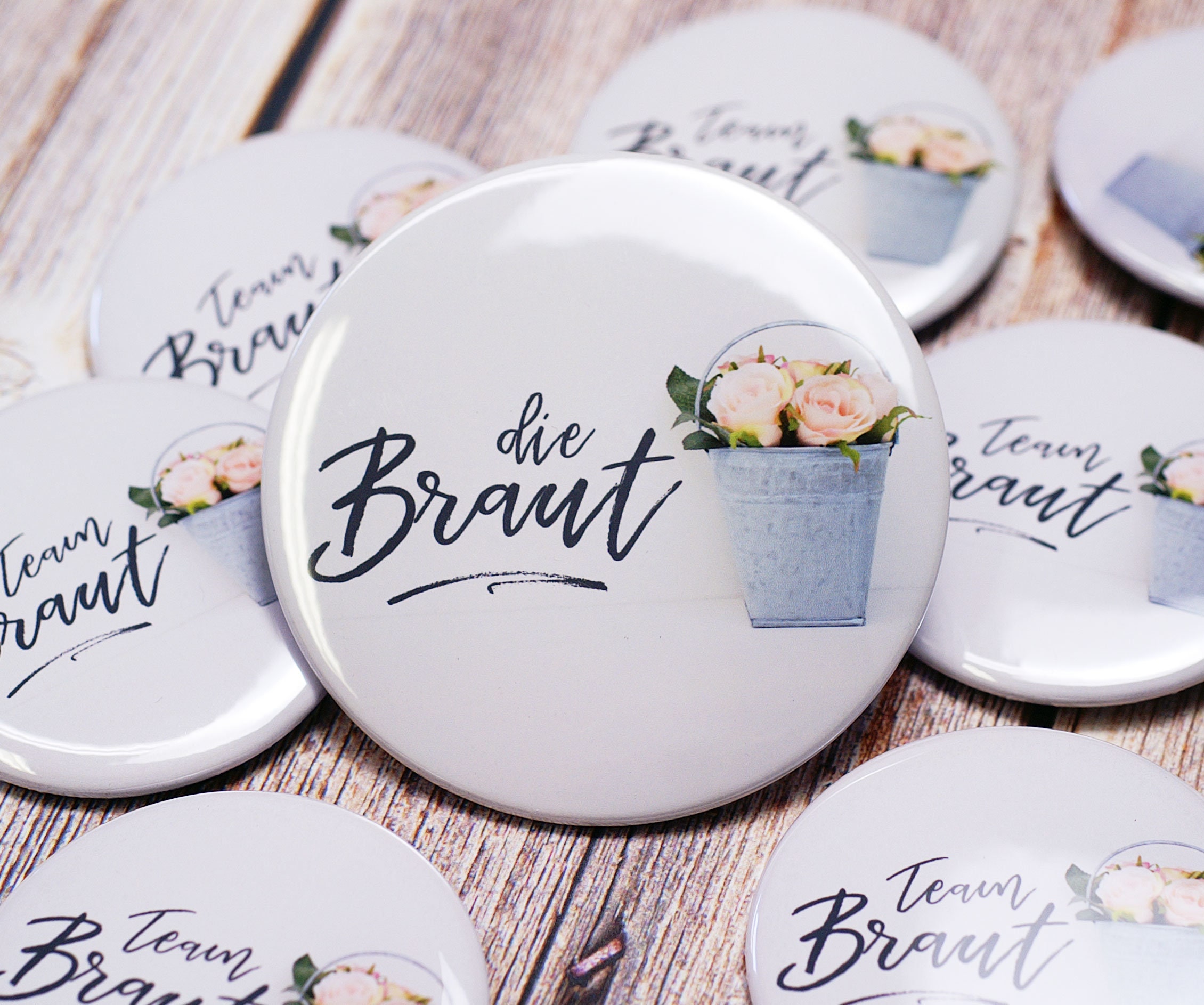 JGA Button Set Bride & Team Bride Card Game Boho Roses - Etsy Australia