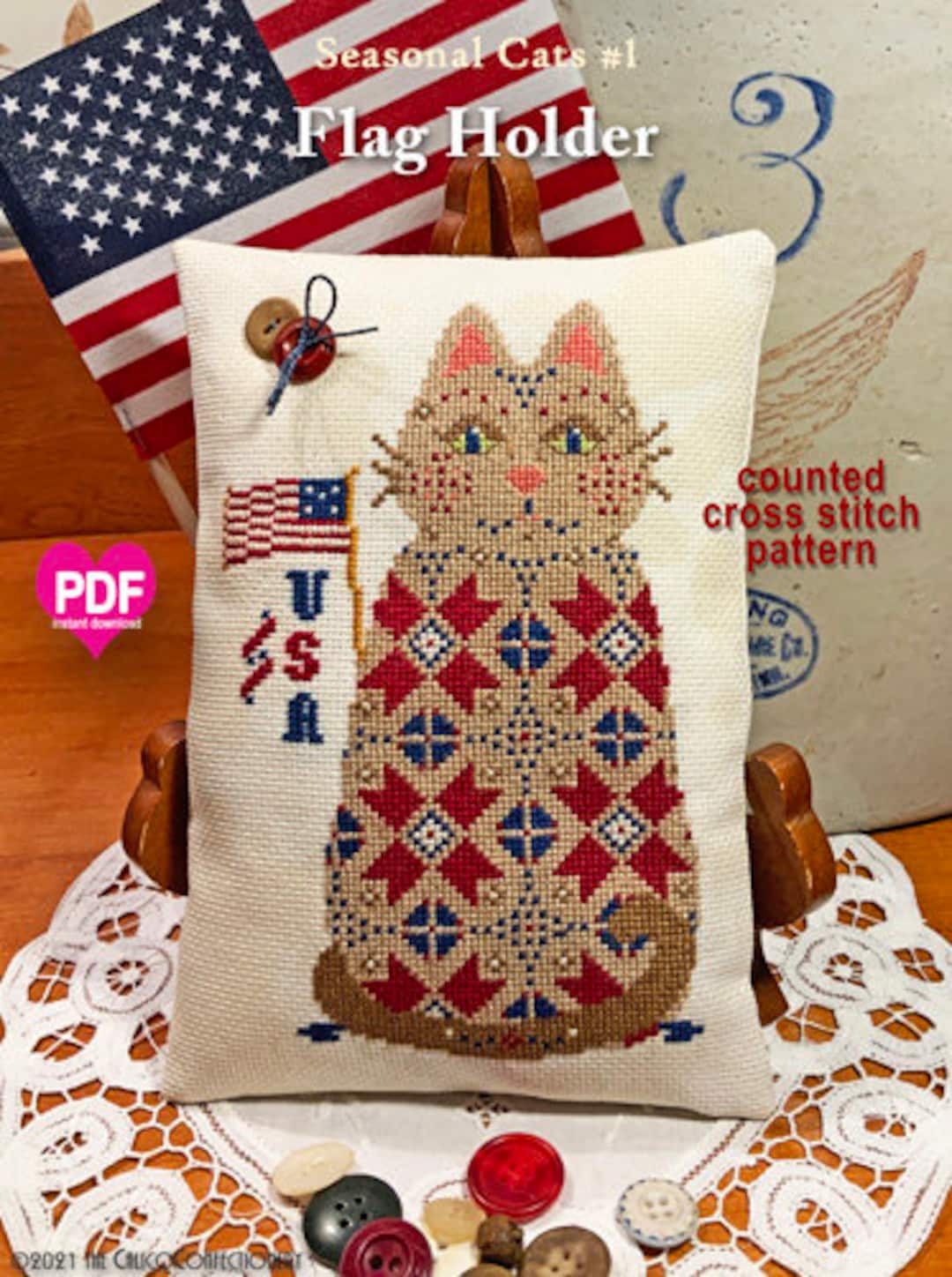 FLAG HOLDER Pdf/instant Download Counted Cross Stitch Pattern ...