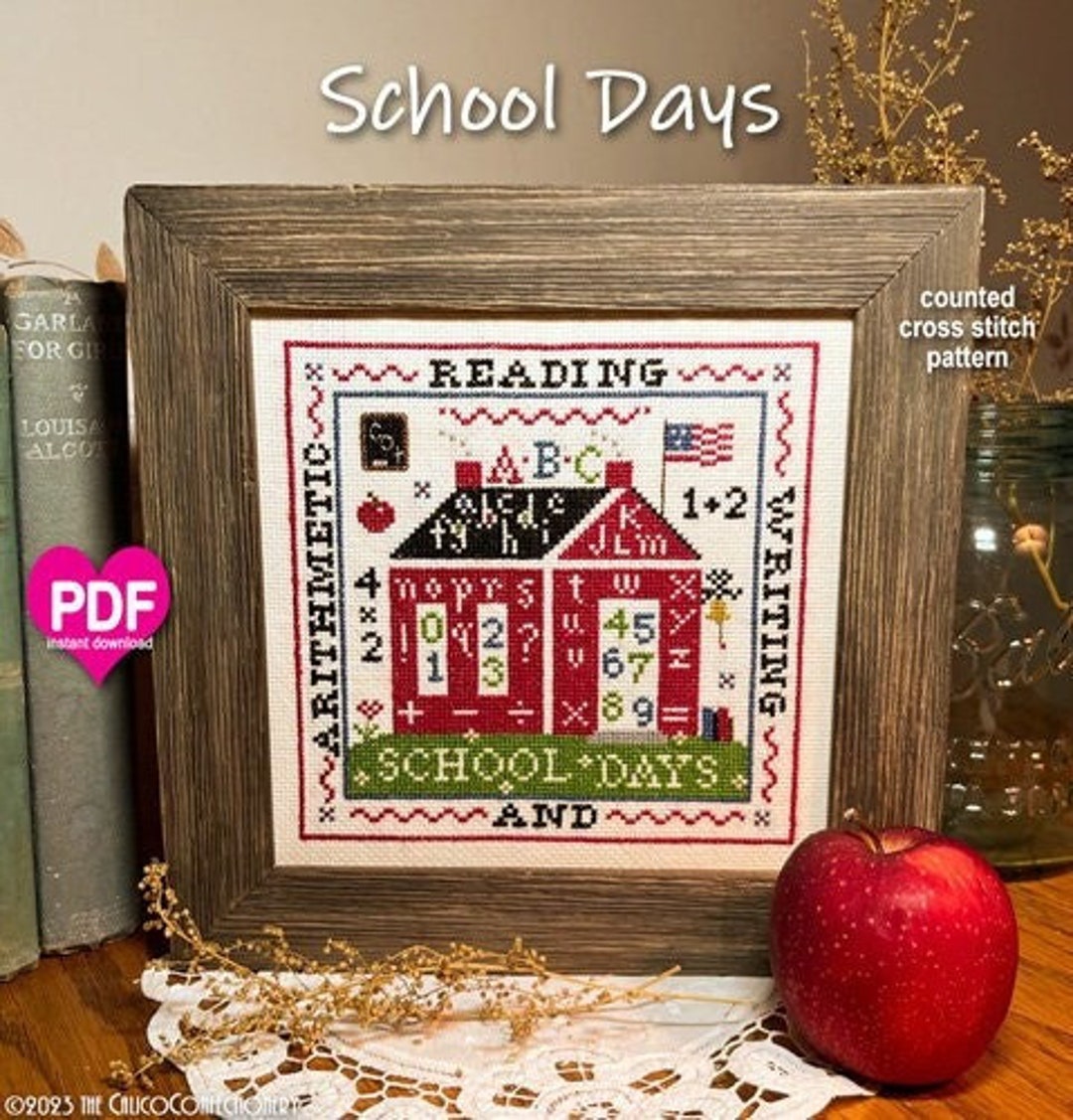 NEW! School DAYS Sampler Pdf/instant Download Counted Cross Stitch ...