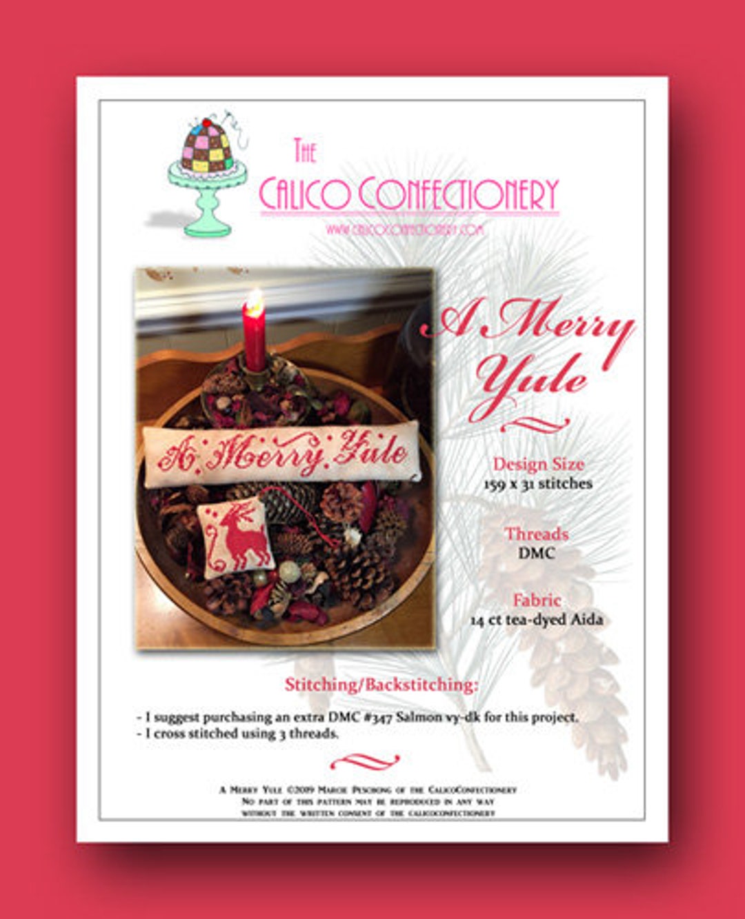 A MERRY YULE Paper/mailed Counted Cross Stitch Pattern Christmas Yule ...