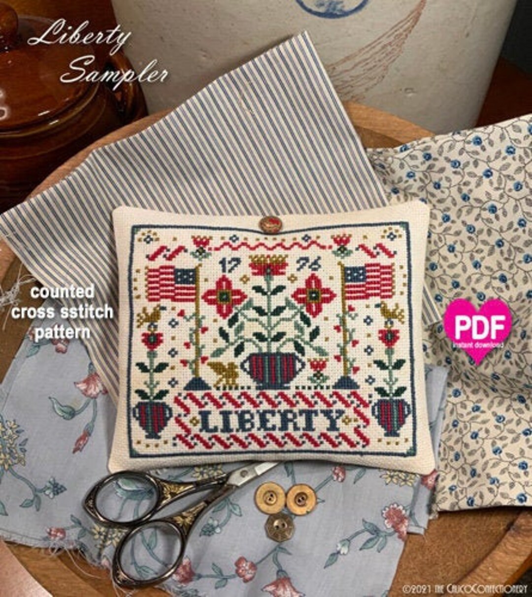 LIBERTY SAMPLER Pdf/instant Download Counted Cross Stitch Pattern ...