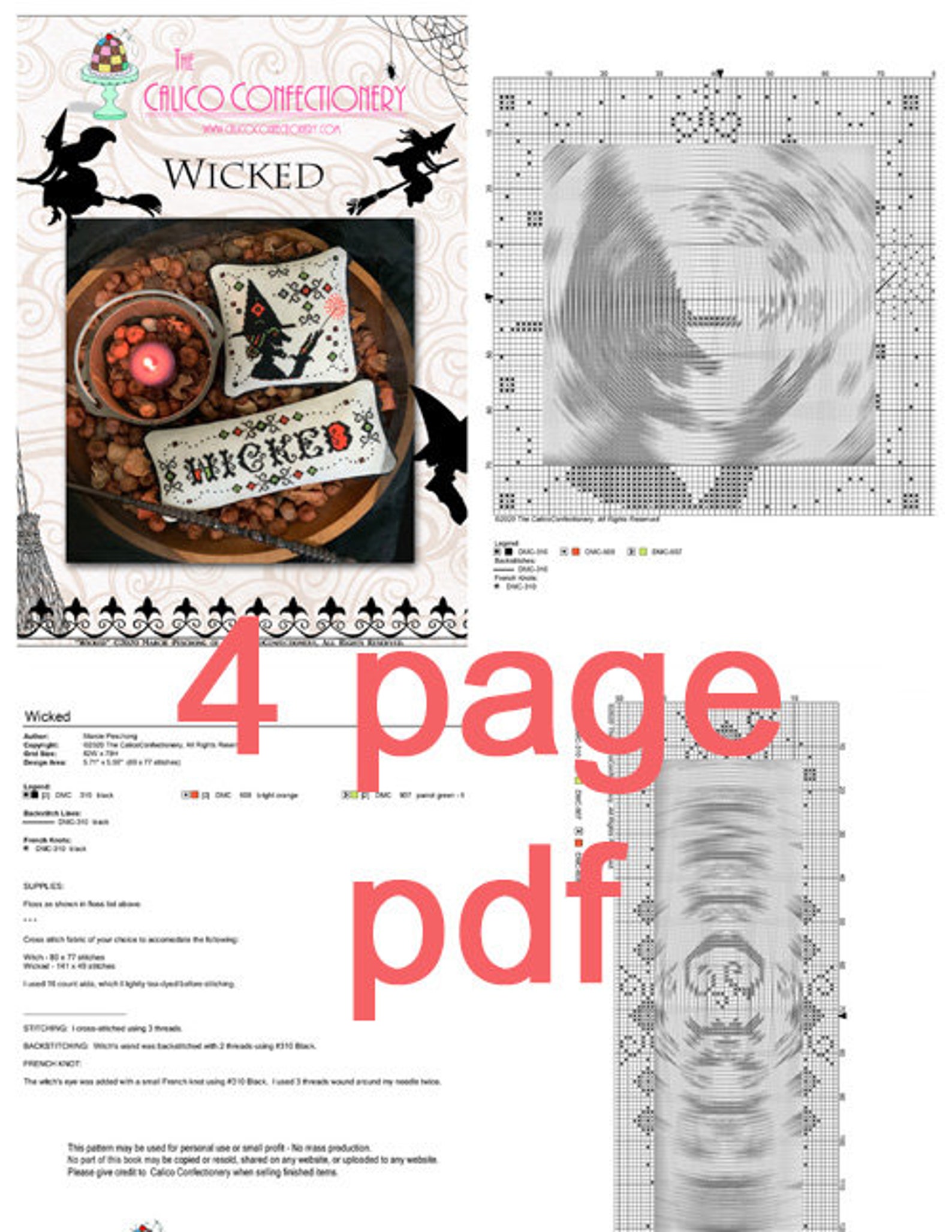 WICKED PDF Instant Download Counted Cross Stitch Pattern ...