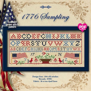 1776 SAMPLING Pdf/instant Download Counted Cross Stitch Pattern ...