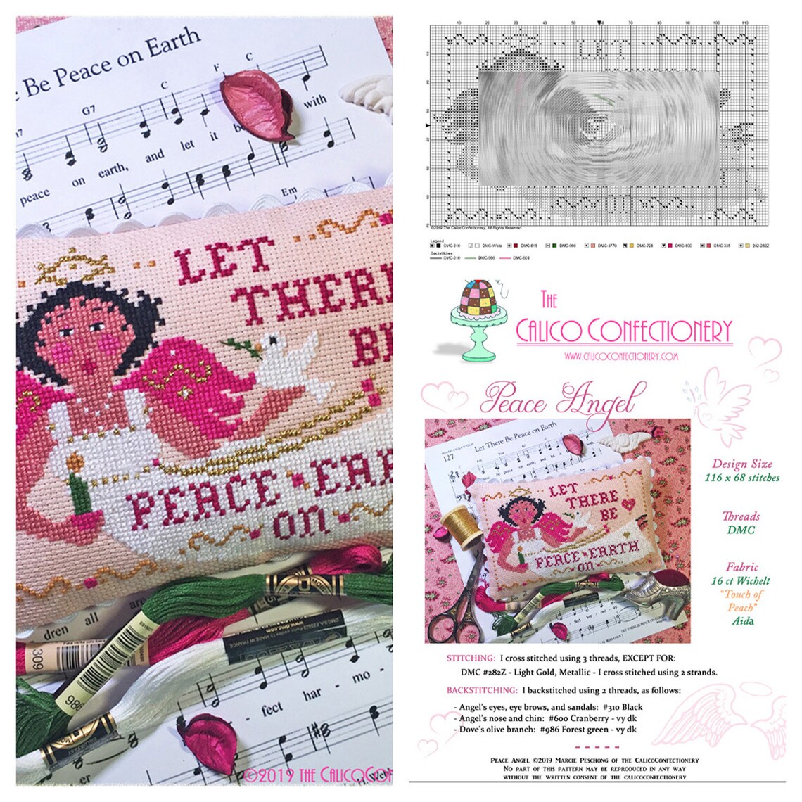 PEACE ANGEL Pdf/instant Download Counted Cross Stitch Pattern ...