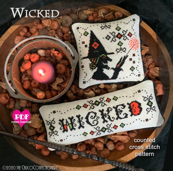 WICKED PDF Instant Download Counted Cross Stitch Pattern - Etsy