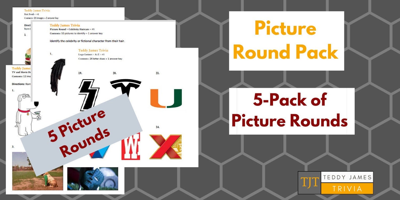 Trivia Questions - Picture Round 5-pack - Etsy