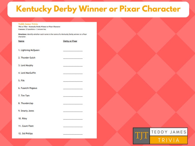 Kentucky Derby Party Pack - Game Cards Plus 2 Rounds of Trivia ...