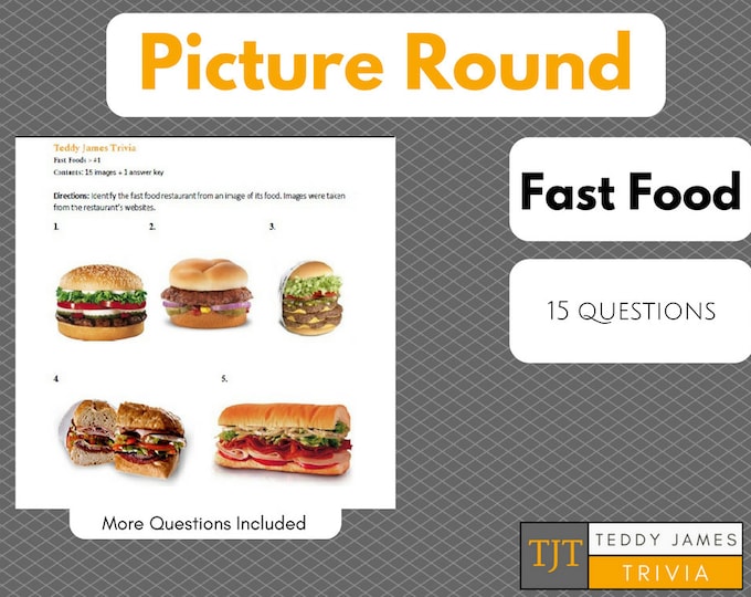 Trivia Questions Picture Round Fast Food Game 1 | Etsy