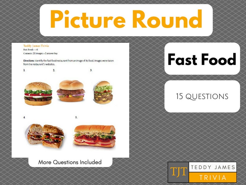 Trivia Questions - Picture Round - Fast Food Game #1 - Etsy