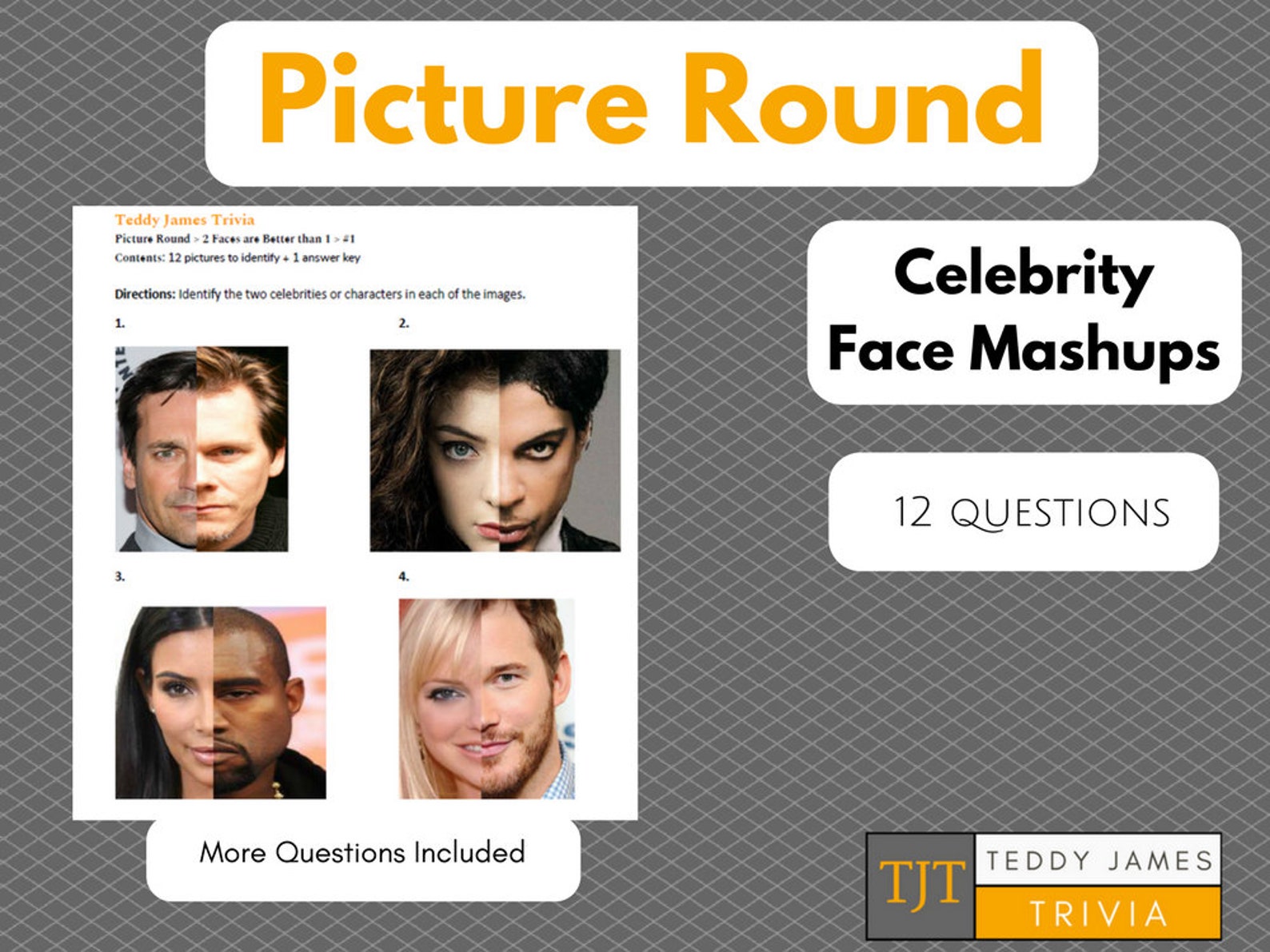 Trivia Questions - Picture Round - Celebrity Face Mashup #1 - Etsy