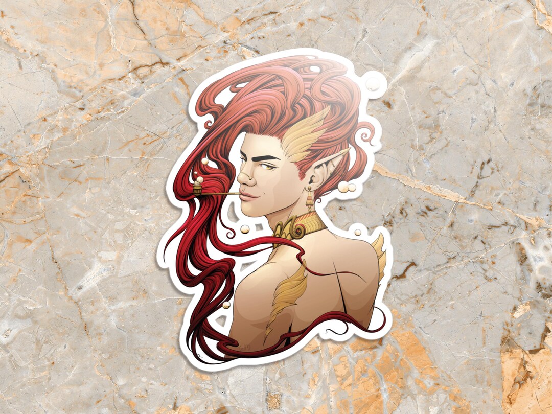 Merman Smoking Pipe Portrait Vinyl Stickers - Etsy