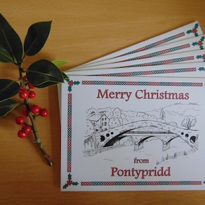 Set of 5 Welsh Christmas Cards - Merry Christmas From Pontypridd. Wales ...