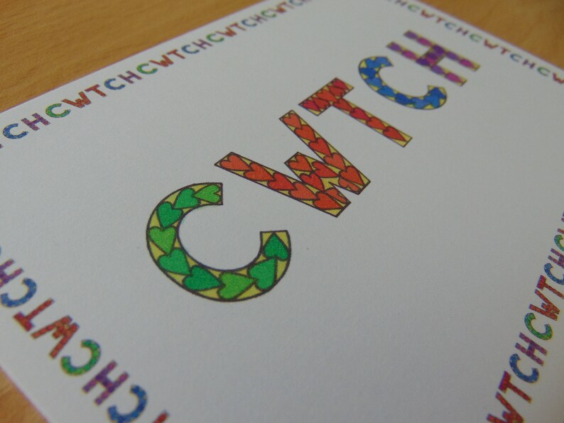 Welsh Card - 'cwtch'. Cerdyn Cymraeg. Welsh Gift. Hand Lettered Design ...