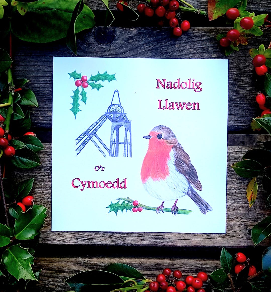 Carden Nadolig Cymraeg. Nadolig Llawen O'r Cymoedd. Welsh Christmas ...
