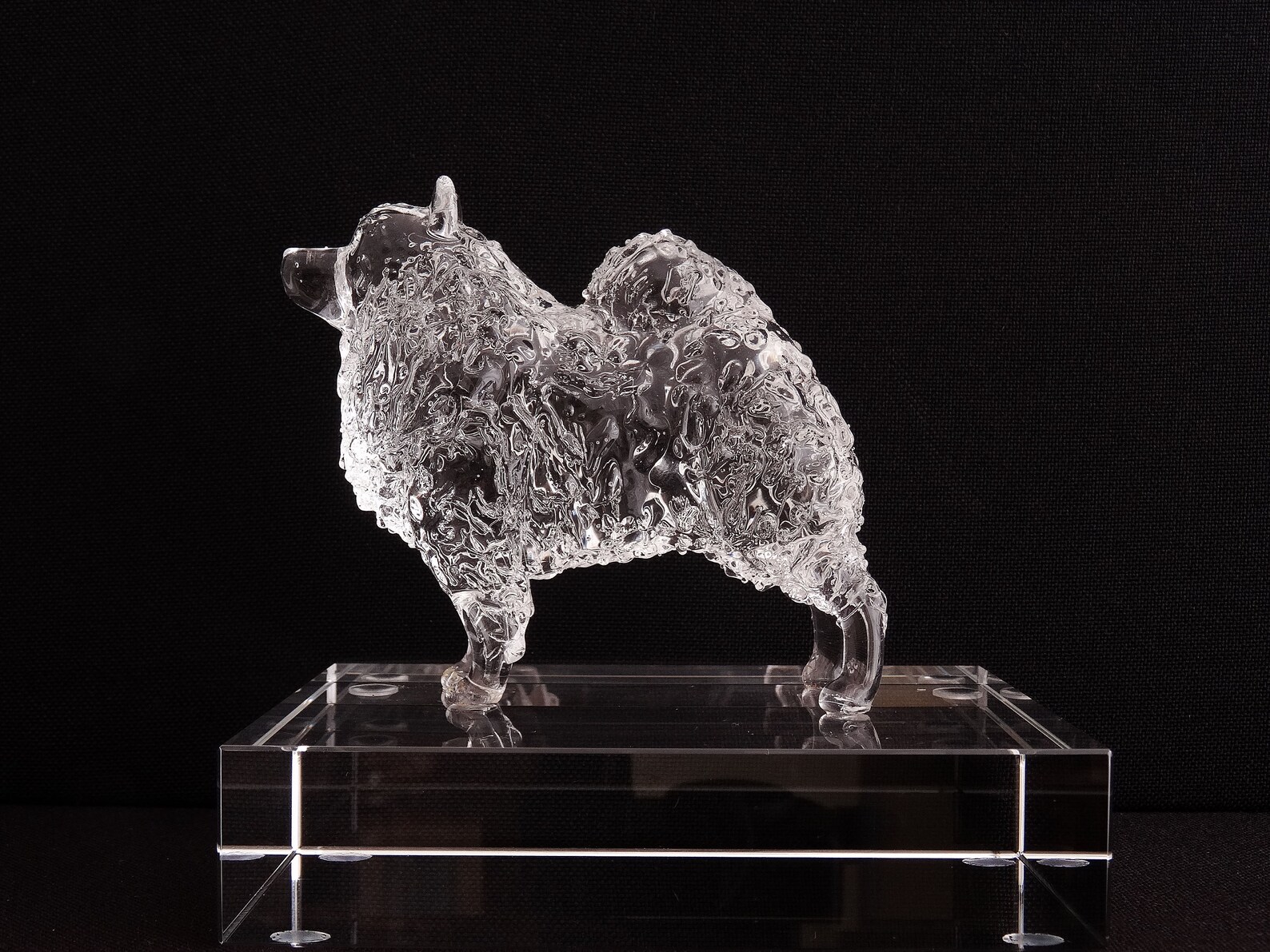 Handmade Crystal Glass Keeshond Figurine - Etsy