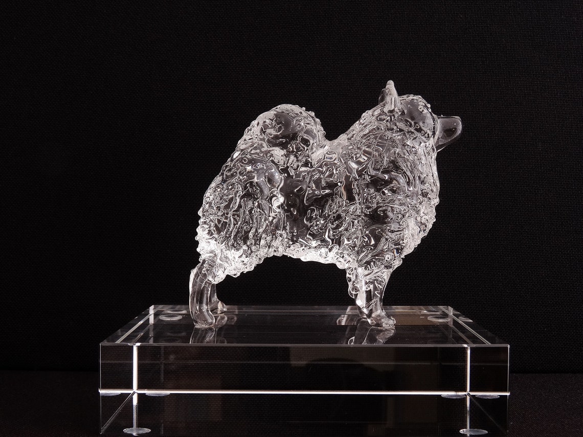 Handmade Crystal Glass Keeshond Figurine - Etsy