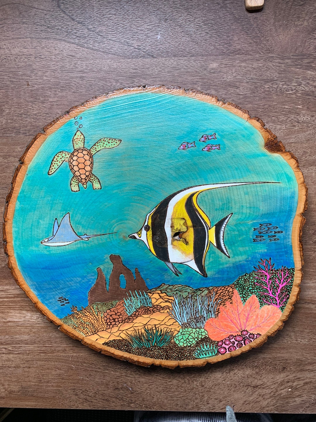 Reef Thriving - Wall Decor - Fine Art - Woodburned Art - Pyrography Art ...