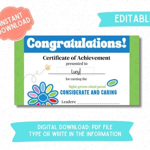 11 Girl Scouts Daisy Petal Certificates, Printable Daisy Girl Scout ...